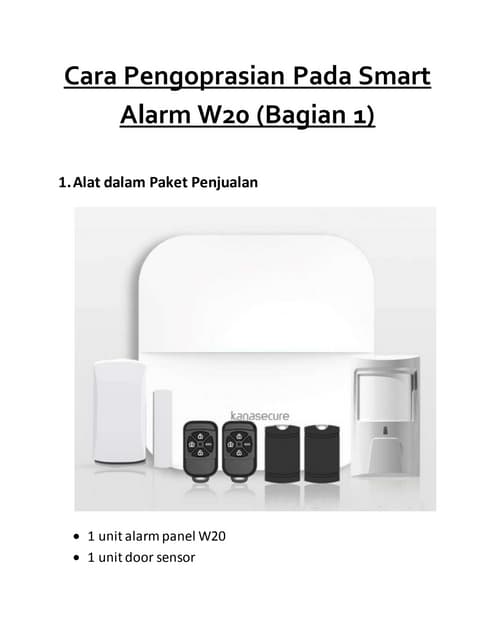 Cara Pengoprasian Pada Alarm Pintar Kanasecure W20 (Bagian 2) | PDF