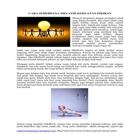 Cara sederhana melatih kekuatan pikiran | PDF