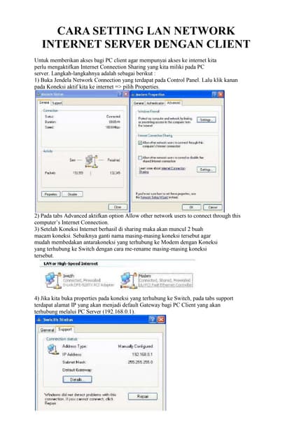 cara setting jaringan warnet bagi pemula | PDF