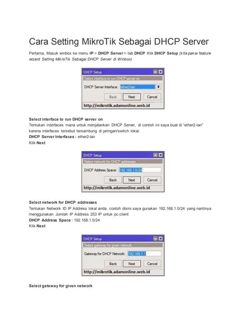 Cara menghubungkan internet di router mikrotik rb941 | PDF