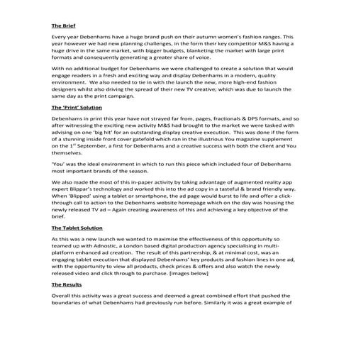 Debenhams Autumn Fashion: Case Study | PDF