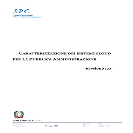 Caratterizzazione dei sistemi cloud per la Pubblica Amministrazione | PDF