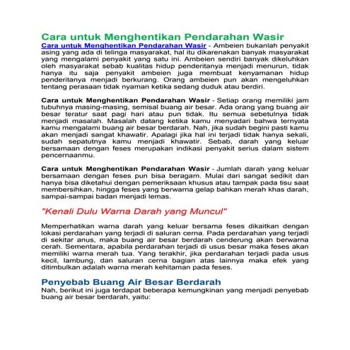 Cara untuk menghentikan pendarahan wasir | PDF