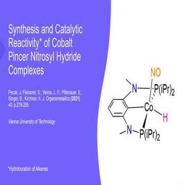 Synthesis and Catalytic Reactivity of Cobalt Pincer Nitrosyl Hydride ...