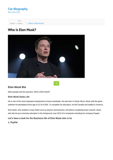 Biography of "Elon musk" | PPTX