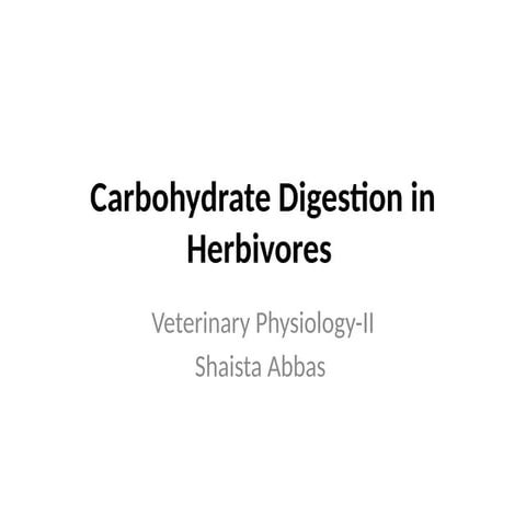 Carbohydrate digestion and metabolism in Ruminants Carbohydrate ...