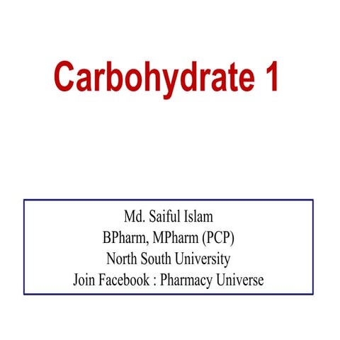 Carbohydrate 1 | PPT