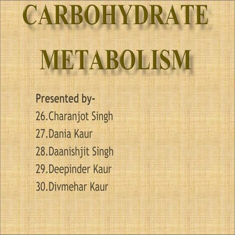 Carbohydrate metabolism | PPT