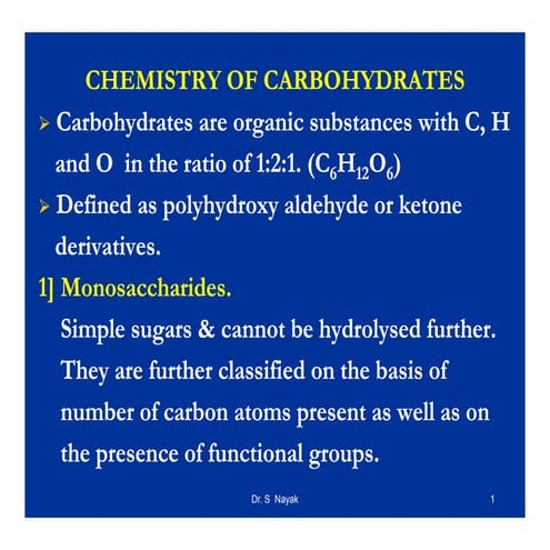 Chemistry of carbohydrates used for health science stufents | PDF
