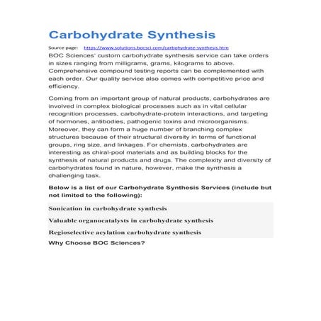 Carbohydrate synthesis | PDF | Endocrine and Metabolic Diseases | Diseases and Conditions