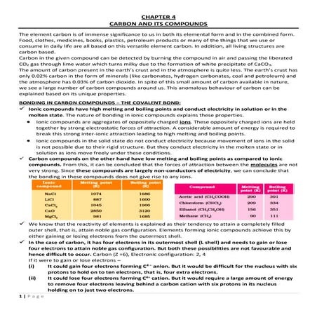 Carbon and it's compounds_notes PDf note | PDF