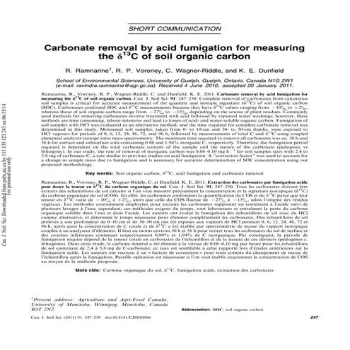 Carbonate removal by acid fumigation for measuring 13 c | PDF