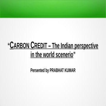 Carbon credit by prabhat kumar | ODP