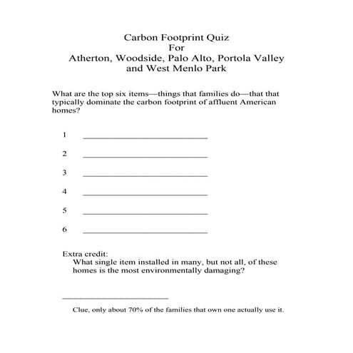 Carbon Footprint Quiz with Answers | PDF
