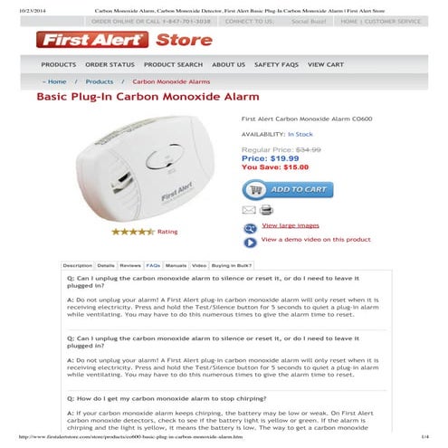 First Alert CO600 - Basic Plug‐In Carbon Monoxide Alarm Directions.pdf