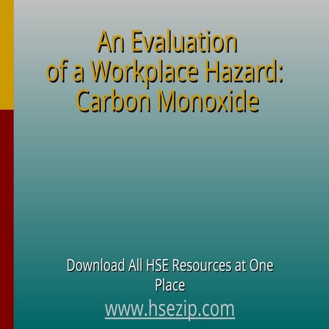 Carbon Monoxide Safety Presentation (PPT) | PPT
