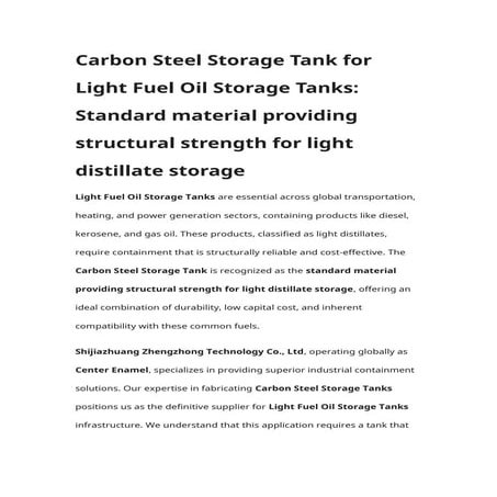 Carbon Steel Storage Tank for Light Fuel Oil Storage Tanks Standard ...