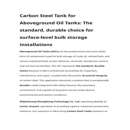 Carbon Steel Tank for Aboveground Oil Tanks The standard, durable ...