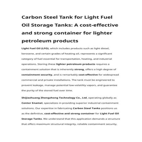 Carbon Steel Tank for Light Fuel Oil Storage Tanks A cost-effective and ...