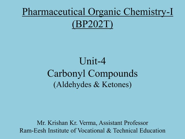 Protection of carbonyl and carboxyl group | PPTX