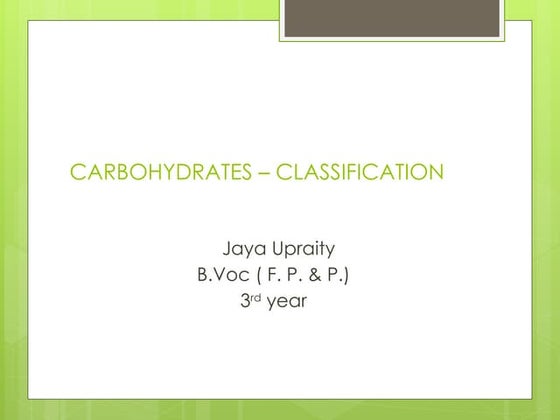 Classification of carbohydrates.ppt | Chemistry | Science
