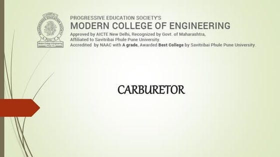 TYPES OF CARBURETORS | PPTX | Automotive