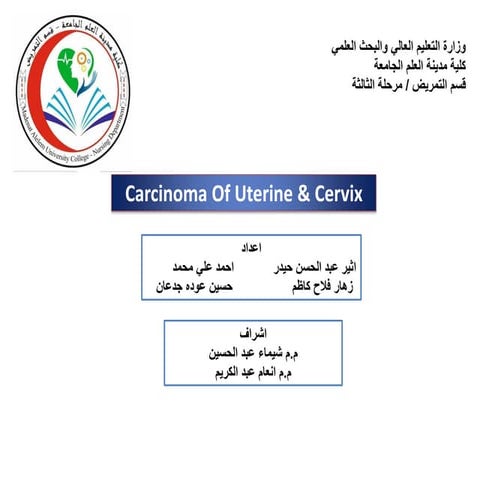 Carcinoma of uterine & cervix | PPT
