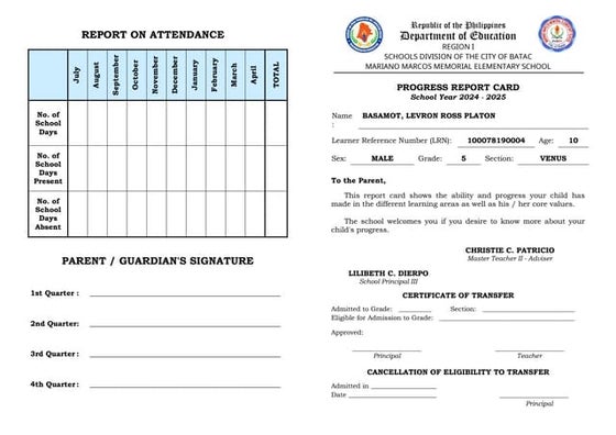 Report card grade iv vi | DOCX | Professional School | Postgraduate ...