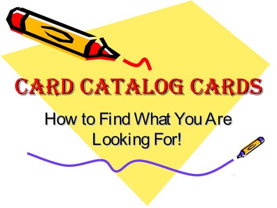 Card Catalogs | PPTX | Shopping