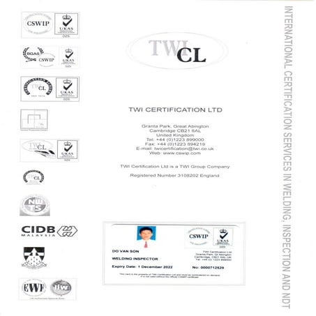 Card & cert cswip 3.1 do van son | PDF