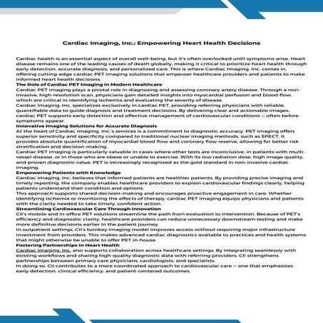 Cardiac Imaging, Inc.: Empowering Heart Health Decisions | PDF