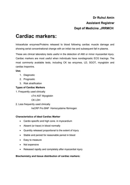 Cardiac biomarkers - I | PPT