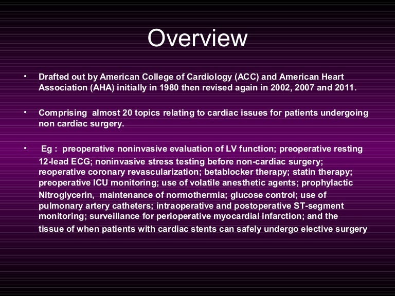 ACC AHA Guidelines on Perioperative Cardiac Assesement