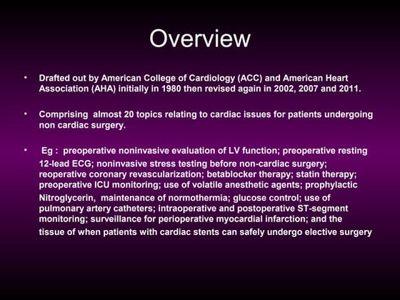 Perioperative cardiac assessment for non-cardiac surgery | PPT