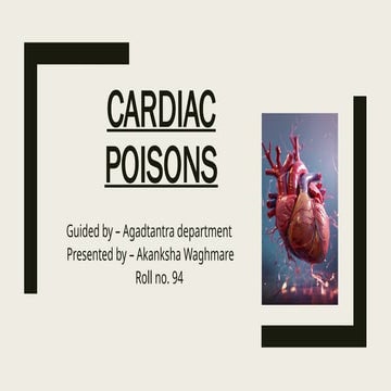 CardiacPoisons.pptx toxicology agad tantra | PPTX
