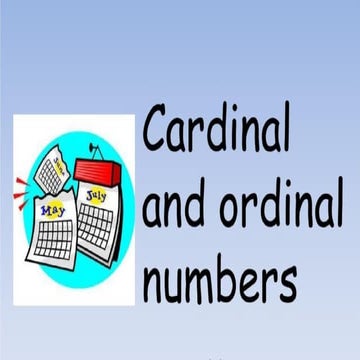 Cardinal and ordinal numbers topic for high school | PPTX
