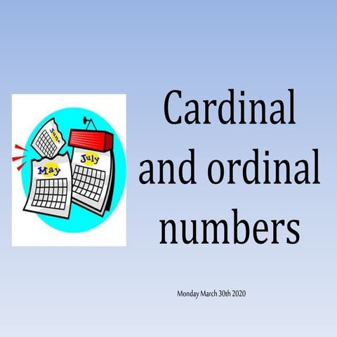Cardinal and ordinal numbers ppt | PPTX