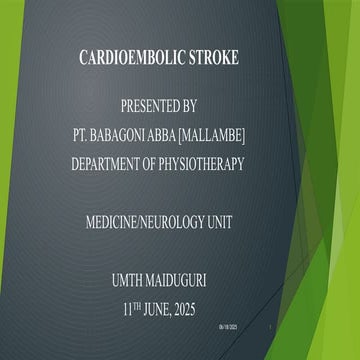 CARDIOEMBOLIC STROKE management SEMINER. | PPTX