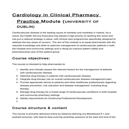 Cardiology in clinical pharmacy practice , pharmaceutical care ...