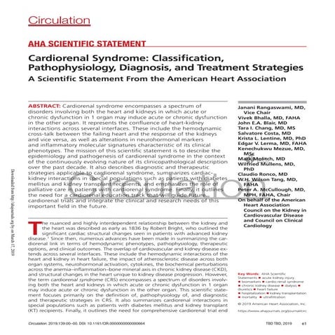 Cardiorenal Syndrome Classification Pathophysiology Diagnosis And