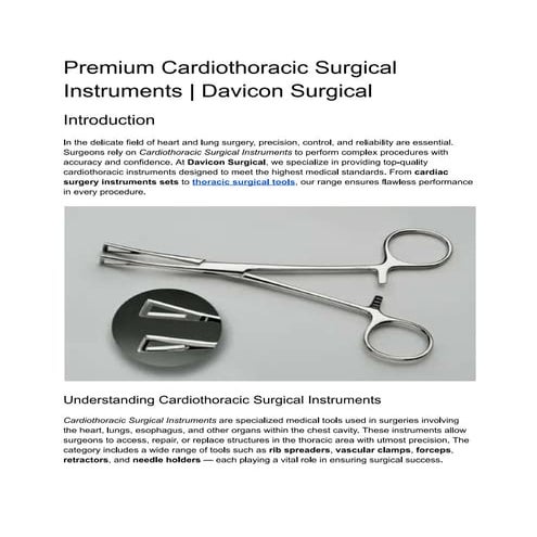 Cardiothoracic Surgical Instruments | Davicon Surgical | PDF