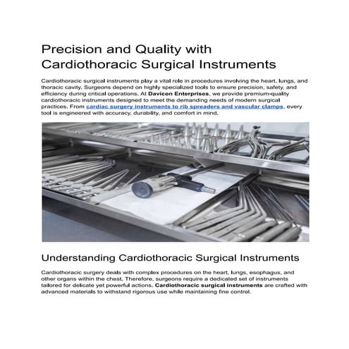 Cardiothoracic Surgical Instruments | Instant | PDF