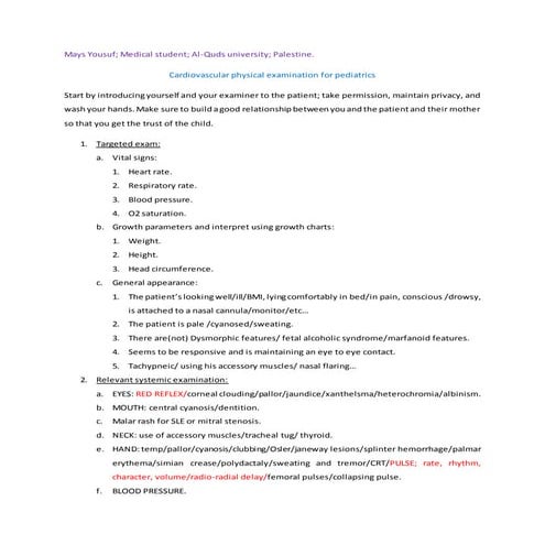 Cardiovascular physical examination | PDF