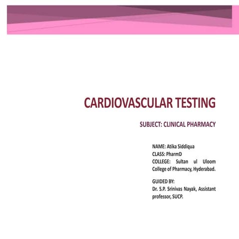 Cardiovascular tests | PPTX