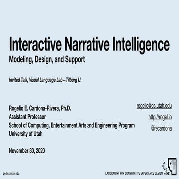 Interactive Narrative Intelligence: Modeling, Design, and Support | PDF