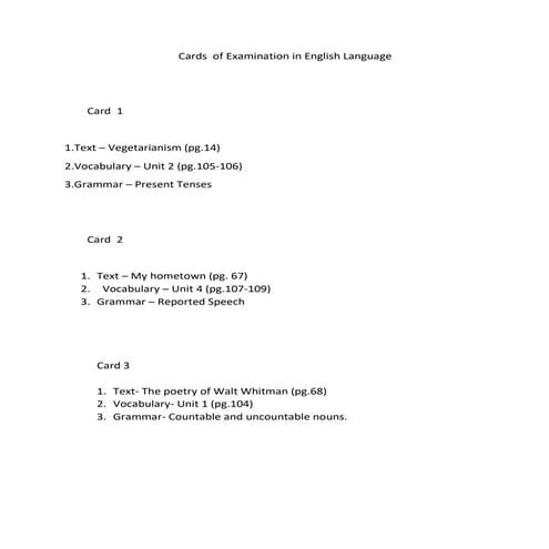 Cards-of-Exams-in-English-for 11 grade-1 | PDF