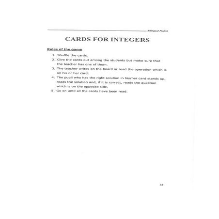 Cards for integers | PDF