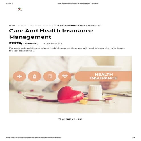 Care And Health Insurance Management - Edukite | PDF