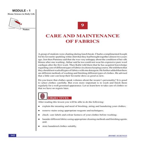 Care and maintenance of fabrics | PDF