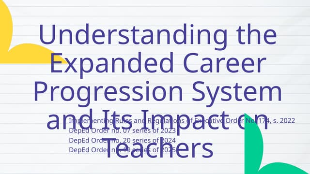 EXPANDED CAREER PROGRESSION SYSTEM FOR PUBLIC SCHOOL.pptx | Professional School | Postgraduate ...